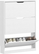 HOMCOM Skříň na boty se 3 dvířky, Botník, Skříň na obuv pro 9-12 párů bot 80 x 17 x 108 cm, Bílá | Aosom