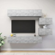 6dílný set TV skříněk betonově šedý kompozitní dřevo 3079146