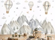 Skály hory nordic samolepky na zeď do dětského pokoje arch 75 x 34 cm