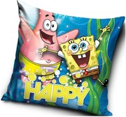 Polštář Spongebob a Patrik - motiv HAPPY - 40 x 40 cm
