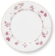 Pip Studio Jolie Dots Gold talíř ∅21cm, růžový  (talíř z tenkostěnného porcelánu)