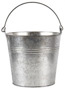 Malý šedivý dekorační plechový kyblík – 18x16/26 cm