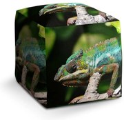 Taburet Cube chameleon, zelená