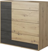 Komoda 4S, dub artisan/černá borovice norská, BAFRA