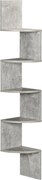 HOMCOM Stěnná rohová polička v zigzag designu 20Š x 20H x 126V cm, 5 úrovní, dřevo, šedá | Aosom