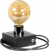 Noční Lampa Stolní Edison Černá Dubová 10x10 CM Retro žárovka E27 40W