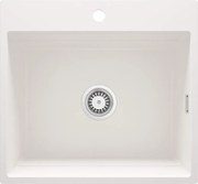 Deante Magnetic, 1-komorový granitový dřez 560x520x220mm, bílá matná, DEA-ZRM_A10A