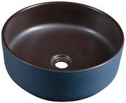 Sapho Priori - Umyvadlo na desku, průměr 41 cm, bez přepadu, hnědá/modrá PI033