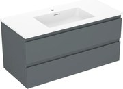 Mexen Orio, koupelnová skříňka 100 cm s umyvadlem Otis, 2 zásuvky, grafitová matná/bílá matná, 91A10-10047-2-BFF66-W18M01