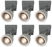 Sada 6 průmyslových reflektorů šedý beton 1-světlo - Creto