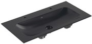 Villeroy & Boch Finion - Dvojumyvadlo nábytkové 100x50 cm, bez přepadu, 2 otvory pro baterie, CeramicPlus, Pure Black 4164A1R7