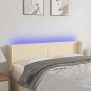 Čelo postele s LED krémové 147 x 16 x 78/88 cm textil