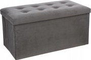 Taburet lavička Velvet šedá s úložným prostorem 76x38x38 cm Atmosphera