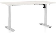 Výškově nastavitelný stůl OfficeTech A, 120 x 80 cm, bílá podnož, bílý jasan