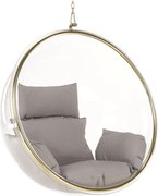Závěsné křeslo, transparentní/zlatá/šedá, BUBBLE NEW TYP 1