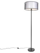 Designová stojací lampa černá s černobílým stínítkem 47 cm - Simplo