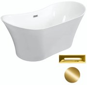Besco Akrylátová volně stojící vana Amber 170x80 Barva: Bílá, Rozměry (cm): 170x80, Typ a barva výpustě: Click-Clack s přepadem, zlatá
