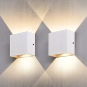 Nástěnná lampa Koridor Led nástěnné svítidlo Nahoru A Dolů 6W Bílá Teplé světlo 2ks