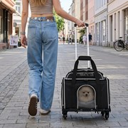 Costway Skládací přepravní box pro domácí mazlíčky s kolečky – 46 × 29 × 28 cm