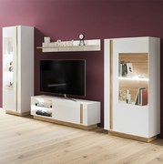 Obývací stěna ARCO | 4 díly | 270 cm | bílá mat/lesk/dub grandson