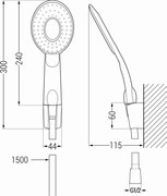 Mexen příslušenství - 1-bodový ruční sprchový set R-73, černá, 785735052-70