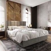 Čalouněná postel boxspring MERALIS 180x200 cm šedá Matrace: Matrace Bonell pružinová