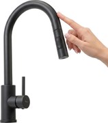Rea Fresh Touch, vysoká kuchyňská baterie s výsuvnou 2-funkční sprškou, černá matná, REA-B6734