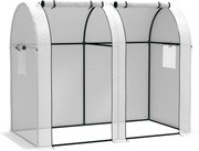 Zahradní skleník Outsunny 1,8 m² pro rajčata, rozměry 1,85D x 0,9Š x 1,5V m, 2 posuvné zipové dveře, 4 rolovací okna, ocel, PE, vysoká hustota 135 g/m