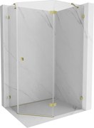 Mexen Lunar, výklopný pětiúhelníkový sprchový kout pravý 100 x 80 cm, 8mm čiré sklo, zlatý profil, 831-100P-080L-50-00-P