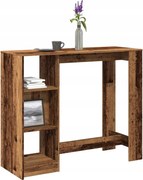 Fionshop 263731691 Barový stůl s policí old wood 124x46x103,5 cm kompozit