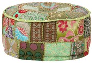 Sedací puf patchwork kulatý bavlna ruční výroba 40x20 cm zelený 246573