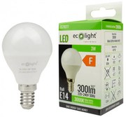 ECOLIGHT LED žárovka E14 - G45 - 3W - 270lm - teplá bílá
