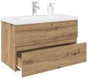Umyvadlová skříňka s vestavěným umyvadlem a baterie dub artisan 3328934