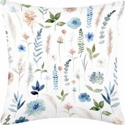 Perkálový bavlněný povlak na polštář Boho zahrada - modrý Velikost: 40 x 40