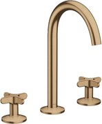 Axor One - Umyvadlová baterie s výpustí Push-Open, 3-otvorová instalace, EcoSmart,kartáčovaný bronz 48040140