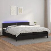 Box Spring Postel S Matrací A Led Černá Umělá Kůže Černá Hladké s hřebíky