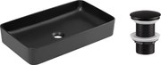 Comad Keramické umyvadlo na desku UM-SLIM 60 černé 61x34 + výpusť Click-Clack, černá