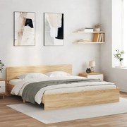 Rám postele s čelem a LED osvětlením dub sonoma 200 x 200 cm 3207583