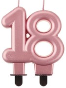 Svíčka dortová číslice 18 metalická, růžová