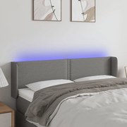 Čelo postele s LED tmavě šedé 147 x 16 x 78/88 cm textil 3123095