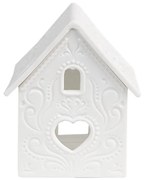 Bílý keramický domeček na čajovou svíčku Mechelen I – 7x8x9 cm