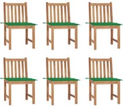 Zahradní židle 6 ks s poduškami masivní teak 3073120