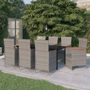9dílný zahradní jídelní set s poduškami šedý 3099464