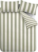 Prodloužené zeleno-krémové povlečení na dvoulůžko 230x220 cm Cove Stripe – Catherine Lansfield