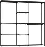HOMCOM Otevřená skříň, 4patrový věšák se 2 zavěšenými přihrádkami do obývacího pokoje, 182 x 43 x 185 cm, Černá