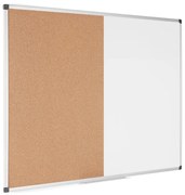 Popisovací magnetická tabule a korková nástěnka, kombinovaná, 900 x 600 mm
