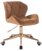 LuxuryForm DESIGN Židle MILANO VELUR na zlaté podstavě s kolečky - medová
