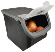 Orion Skladovací černý box na cibuli a brambory, šedé víko (12l)
