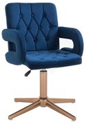 LuxuryForm DESIGN Židle BOSTON VELUR na zlatém kříži - modrá