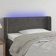 Čelo postele s LED tmavě šedé 93 x 16 x 78/88 cm samet